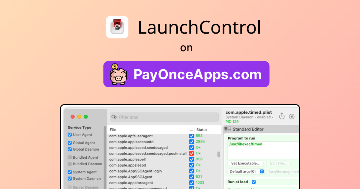 LaunchControl - Manage and debug macOS launchd services with precision.